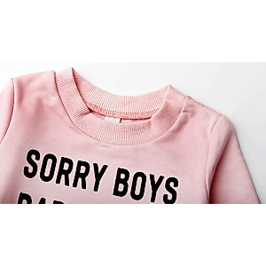 MIEKISA Baby Girls Newborn 3PCS Top T Shirt Pants Headband Infant Clothing Sets (0-6 Months, Pink)