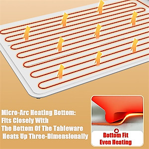 Fllora Food Warmer Mat, Adjustable Food Warmer, Silicone Electric Heating Tray for Food - Full Surface Heating, Nano-Material, Silicone Heating Tray Roll Up, 3 Temperatures, Auto Shut Off (1Set)