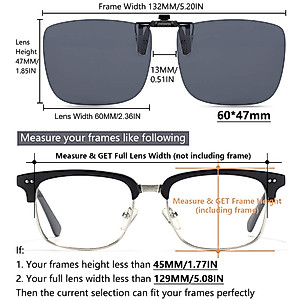 CAXMAN Polarized Clip On Sunglasses Over Prescription Glasses for Men Women 100% UV Protection Flip Up Grey Lens Extra Large Oversized