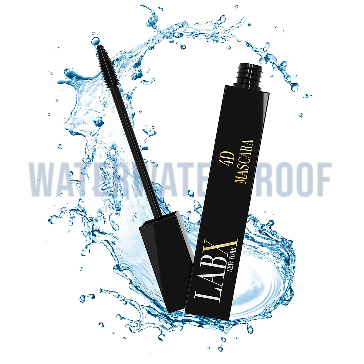 4D Waterproof Mascara – False Lash Effect, Lengthening & Volumizing – Carbon Black, 8 mL