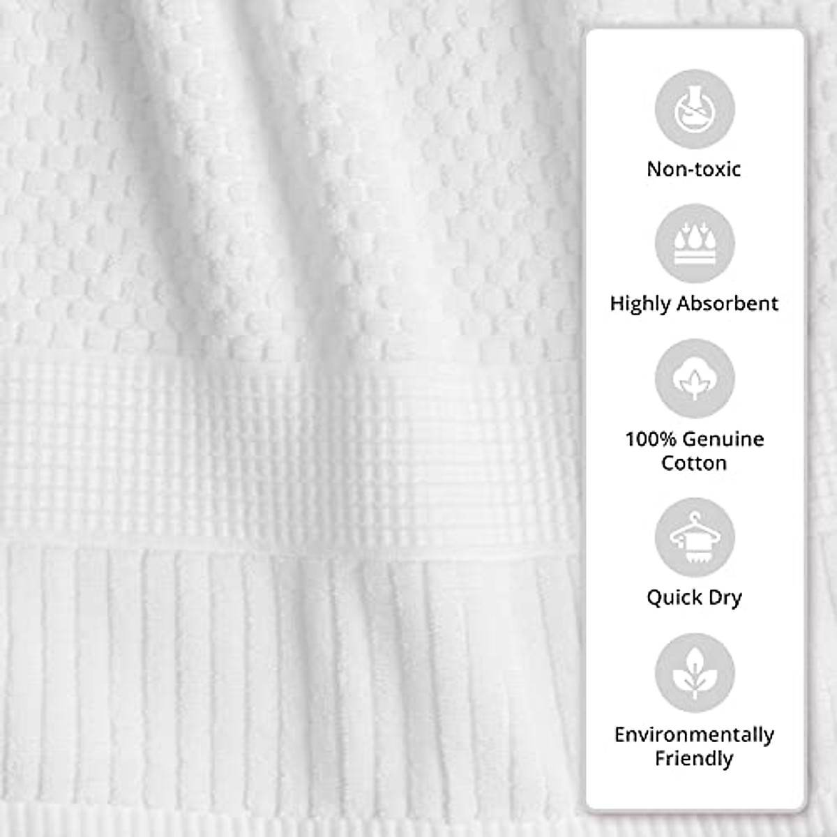 NY Loft 100% Cotton Hand Towel 6 Pack | Super Soft & Absorbent Quick-Dry Hand Towels 16" x 28" |Textured and Durable Cotton | Trinity Collection (6 Pack Hand Towel, Bright White)