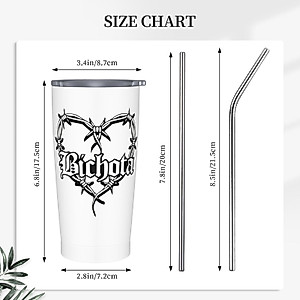 Kiserjens Stainless Steel Insulated Tumbler Vacuum Water Bottle Travel Cup Coffee Mug With Straw,Lid and Brush 20 oz