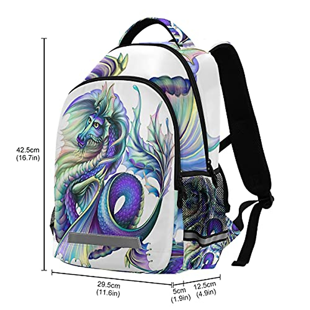 panksolu Dragon Backpack 16 Inch Laptop Water-resistant Bookbags Reflective Design Travel School Bag Casual Durable Daypack for Student with Adjustable Buckles…