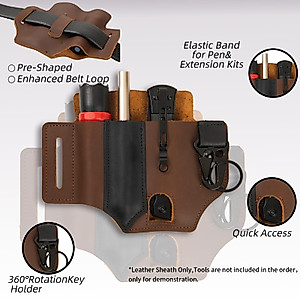 Intotal Multitool Sheath for Belt, EDC Leather Sheath,Brown Leather Belt Pouch for Work and Daily Use,Multi-Kit Gifts for Men, Belt Organizer for Pen Holder/Key Fob/Flashlight Sheath
