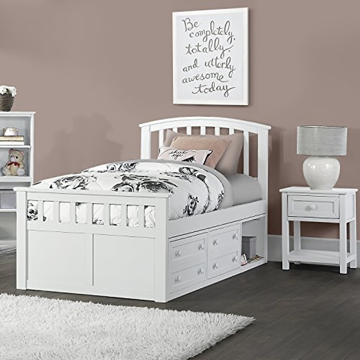 Hillsdale Furniture Hillsdale Charlie Captains Bed With One Storage Unit, Twin, White