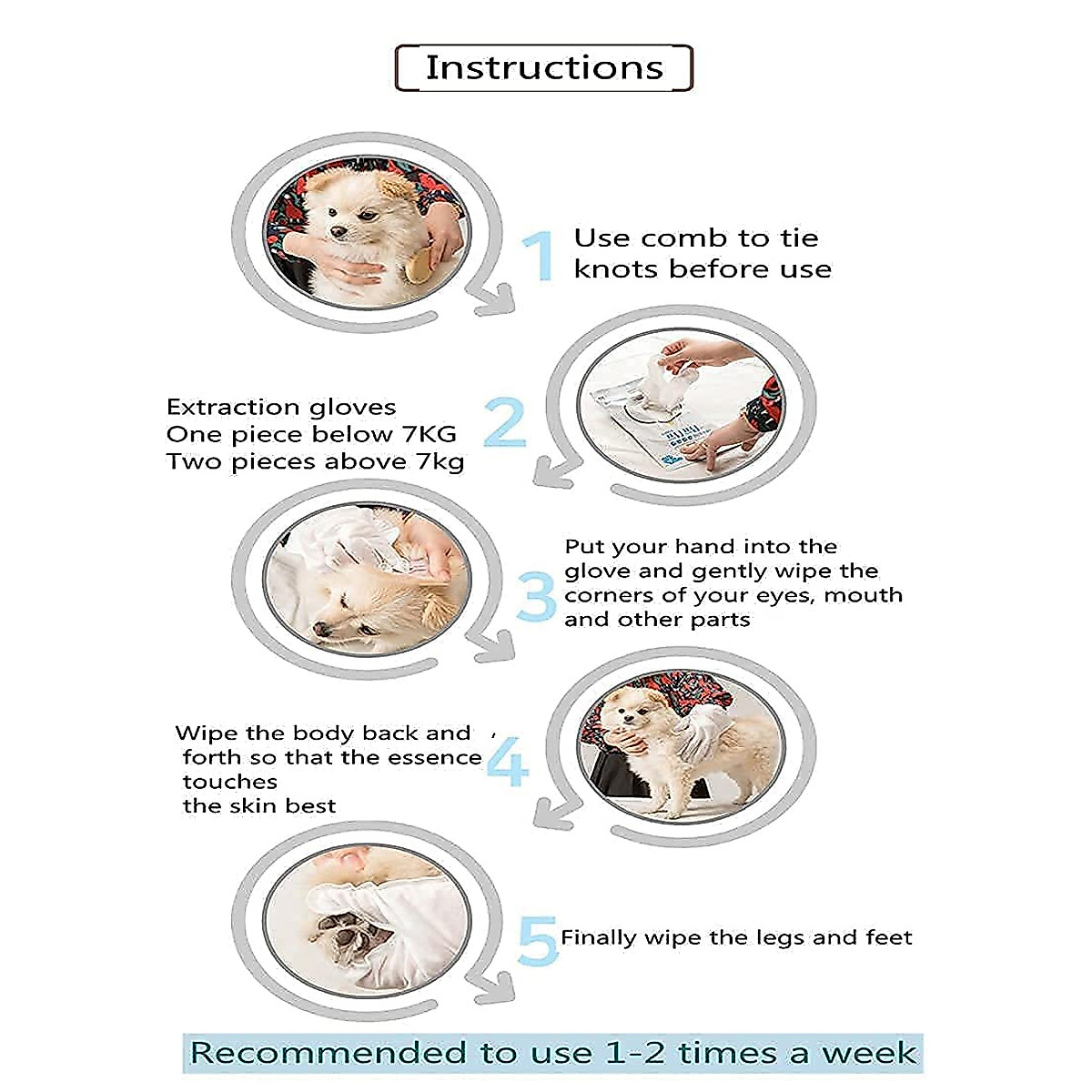 DALLYOUGU Single Use Waterless Pet Wipes Hypoallergenic for Bathing Paws and Butt,NO-Rinse Formula - No Shampoo Or Rinsing Required Cat Wipes,Use Dog Paw Wipes, Ears, Body and Eye