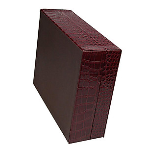 M.M.A 10 Grids Crocodile Skin Texture Watch Case Jujube Red Wrist Watch Display Box Pu Leather Jewelry Organizer Box with Glass Lid and Sponge Pillows