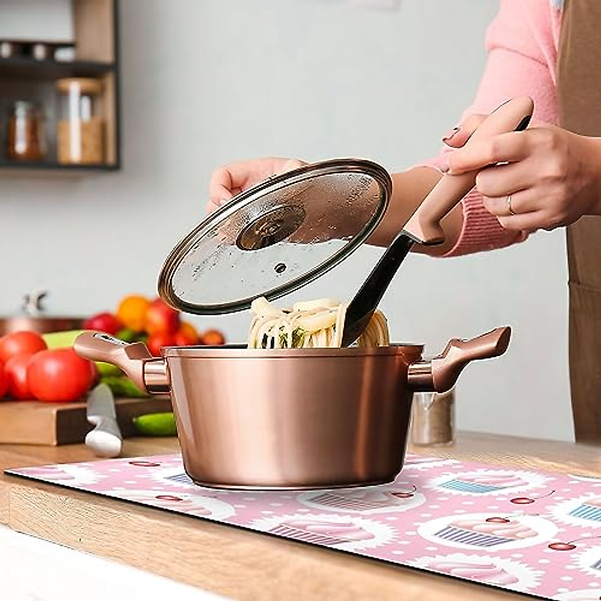 Cupcakes Cherry Trivets for Hot Pots and Pans Heat Resistant Table Runner Trivet Non-Slip Mats for Kitchen Countertop