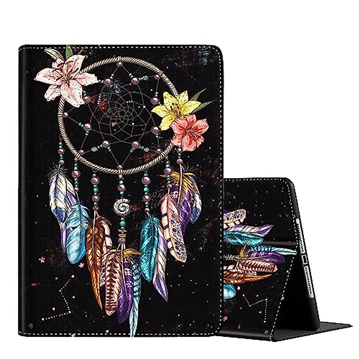 Case for iPad 10.2 9th / 8th / 7th Generation (2021/2020/2019 Model) 10.2 Inch, iPad Air 3 Case/10.5 Inch Pro, Multi-Angle Smart Stand Cover Auto Sleep/Wake，Colorful Dream Catcher