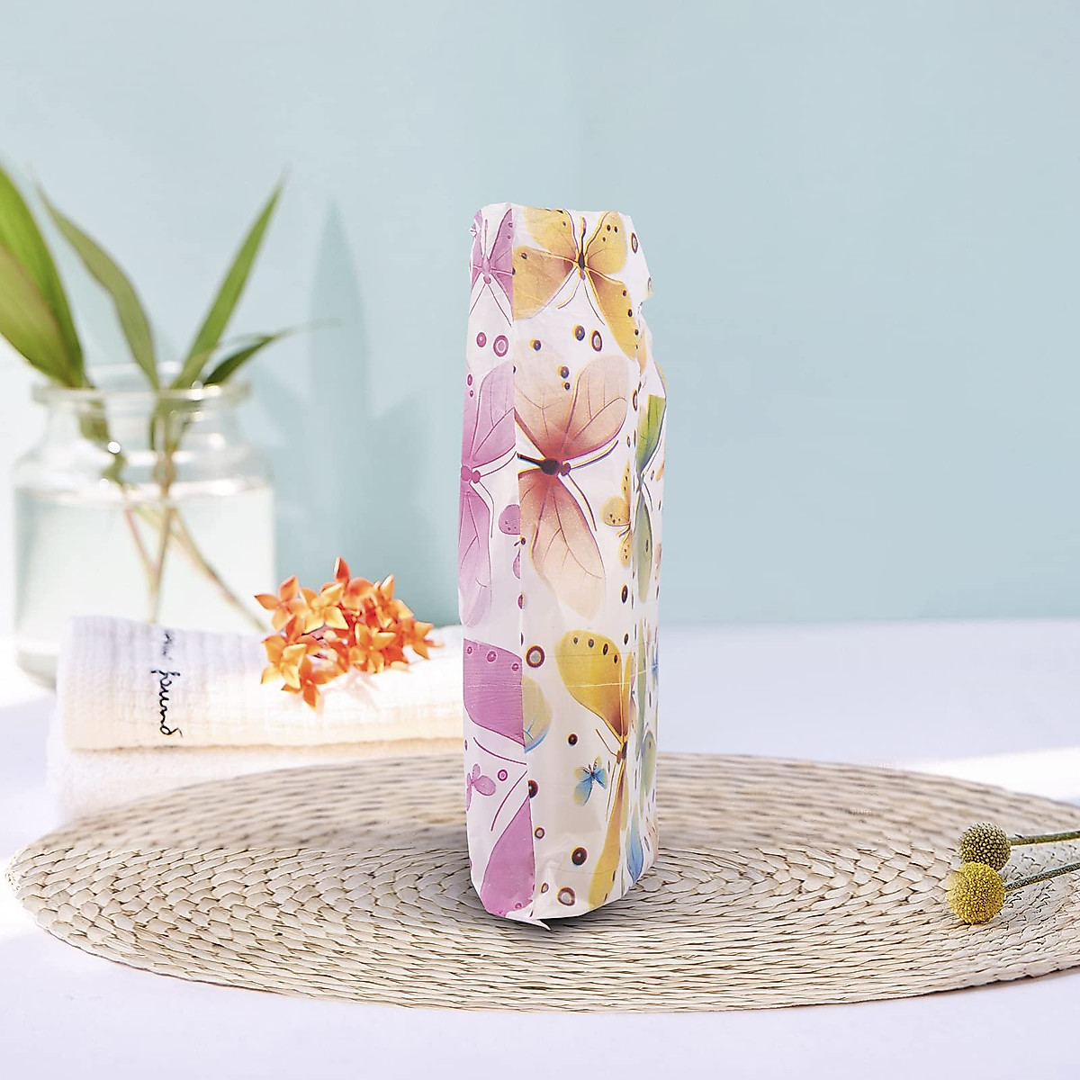 NUOMI Butterfly Plastic Merchandise Bags with Die Cut Handle 100 Pcs Glossy Retail Bags for Shopping, Gifts Wrapping, Goodies, Party Favors, Birthdays