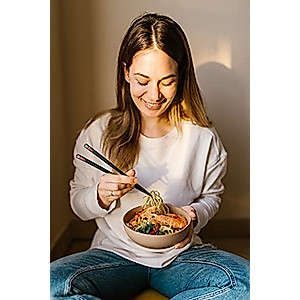 Fiberglass Chopsticks Reusable Korean Japanese Chinese Chop sticks, 5 Pairs 9 1/2 inch Black, Dishwasher safe, Non-slip Stripe gift-box Pack Cool Chopstick