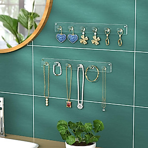 NIUBEE Wall Mounted Necklace Hanger, 4 Pack Acrylic Jewelry Stand Organizer, Bracelets Rings Bangles Display Rack,Best Gift for Girl Women