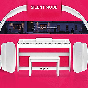 LAGRIMA LAG-900 88 Key Digital Piano Full Size Electric Keyboard w/Music Stand+Power Adapter+3-Pedal Board+Instruction Book+Headphone Jack for Beginner/Adults, White (Piano Only)