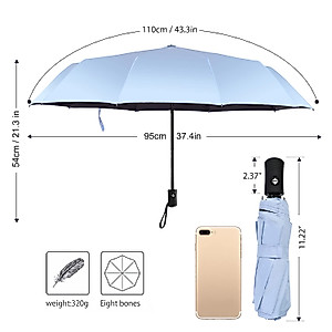 Shinok Travel Umbrella Compact Folding Sun Umbrellas Lighweight Auto Open Close for Women Parasol Blue