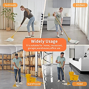 Midoneat Commercial Mop, Heavy Duty Industrial Mop with Two Extra Replacement Mop Head,60" Long Handle Looped-End String Wet Cotton Mops for Floor Cleaning