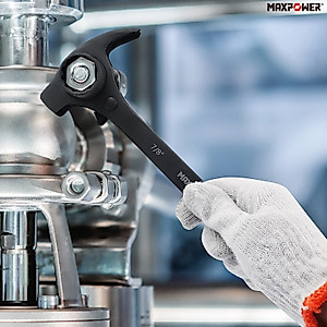 MAXPOWER 3/4" x 7/8" Scaffold Ratchet Wrench, Spud Podger Spanner, Multifunctional Functions with Claw Pry Bar and Hammer Face