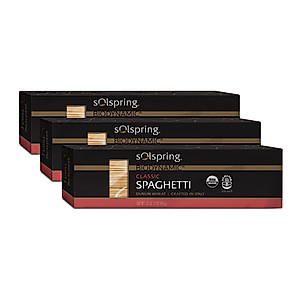 Dr. Mercola Solspring Biodynamic Organic Spaghetti (Durum Wheat Pasta), Pack of three (3) 1lb (16 oz) Boxes, non GMO, Soy Free, USDA Organic, Demeter Certified