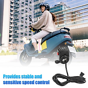 E Bike Thumb Throttle, 36V/48V Thumb Accelerator Battery Display Speed Control Assembly with 65in Cable for 22mm 7/8inch Electric Bike Scooters Handlebars(48V)