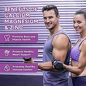 (2 Pack) Calcium Magnesium Zinc Health Bone Support Formula, with Vitamin D3, B6, Mn, and Cu for Immune Support, Non-GMO Dietary Supplement 120 Veg Caps