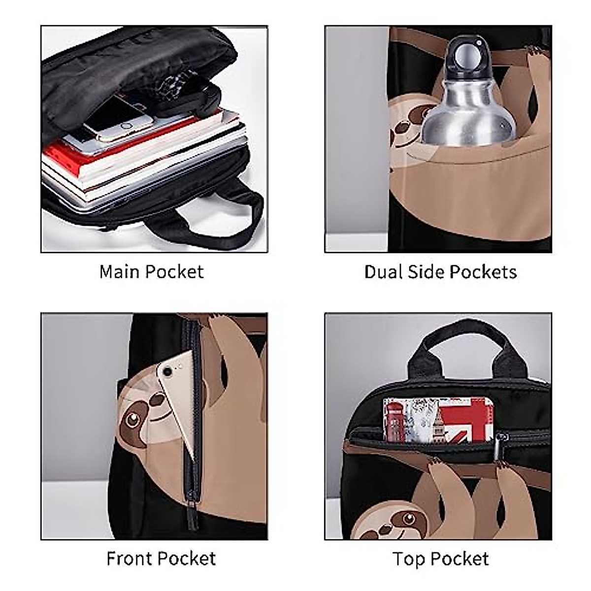 DEHIWI Sloth Casual Backpack Bag Lightweight Laptop Bag Travel Laptop Backpack For Women Men