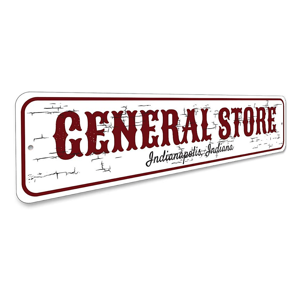 General Store City State Sign, Kitchen Sign, Custom Shop Location Sign, Country Aluminum Decor - 4" x 18"