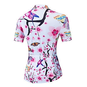JPOJPO Women's Cycling Jersey Short Sleeve Bike Shirt Half Zipper Road Bicycle Biking Tops CF3