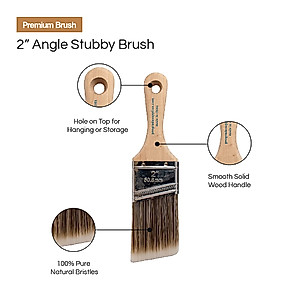 Vermeer Paint Brushes - 4-Pack - 2" Angle Stubby Brushes for All Latex and Oil Paints & Stains - Home Improvement - Interior & Exterior Use