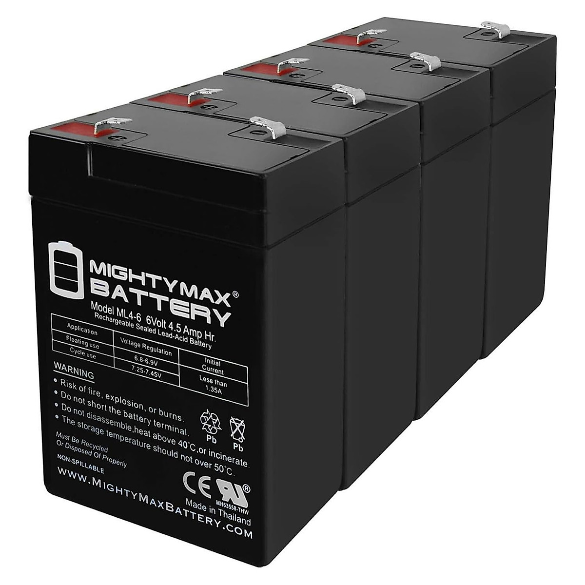 Mighty Max Battery 6V 4.5AH SLA Battery for Game Deer Feeder Mojo Duck - 4 Pack