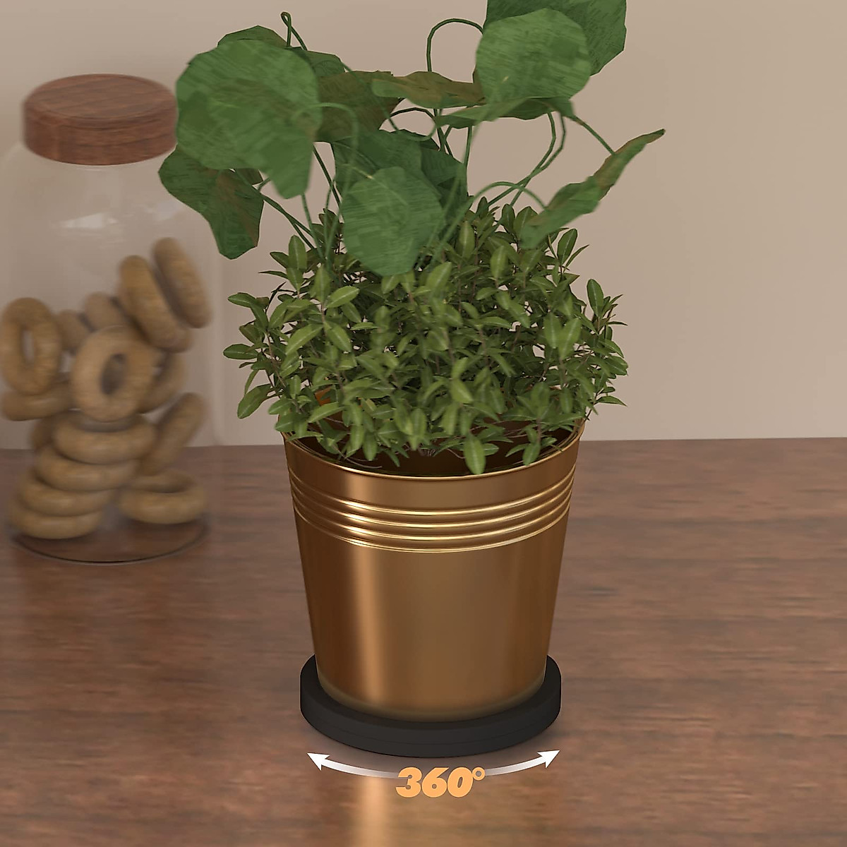 VOLCANOES CLUB Lazy Susan Turntable Organizer - 4 Inch Heavy Duty Rotating Swivel Stand with Steel Ball Bearings for Cake, Kitchen Cabinets, Monitor, TV, Painting, Display (20lb Capacity/Black)