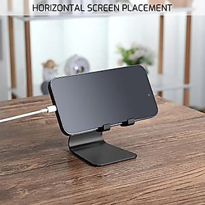 Bidponds Aluminum Alloy Cell Phone Stand,Adjustable Tabletop Metal Phone Holder,Desktop Phone Dock Holder,Smartphone Cradle,Black