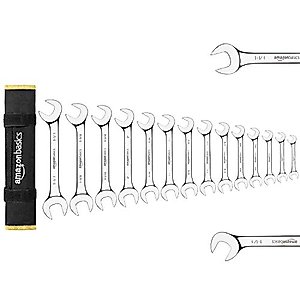 Amazon Basics Angled Wrench Set - SAE, 14-Piece