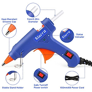 Klurra Glue Gun, Mini Hot Glue Gun Kit with 30 Glue Sticks for School Crafts DIY Arts Quick Home Repairs, 20W (Blue)