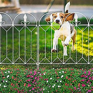 Amagabeli 5 Panels Decorative Garden Fence 10ft(L) x24in(H) Outdoor Fencing Folding Landscape Fencing Patio Flower Bed Border Edge Section Fences Animal Barrier White ET328
