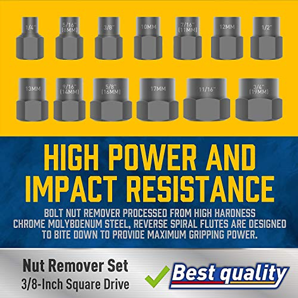 Amartisan Impact Bolt Extractor Tool, 13PC Bolt Nut Removal Extractor Socket Tool Set