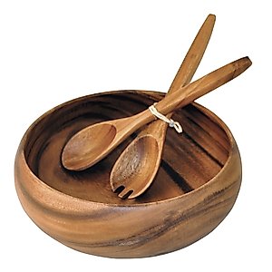 Pacific Merchants Acaciaware Set, 12-Inch Round Bowl with 12-Inch Servers