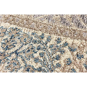 Unique Loom Salzburg Collection Classic Traditional Design Oriental Inspired with Intricate Border Area Rug, 4' Square, Light Brown/Gray