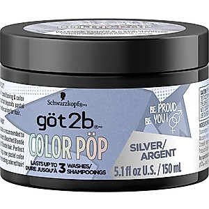 Got2b Color Pop Semi-Permanent Hair Color Mask, Silver, 5.1 oz