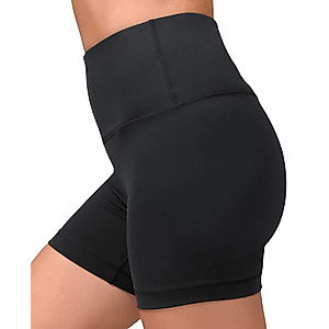 90 Degree By Reflex High Waist Power Flex Yoga Shorts - Tummy Control Biker Shorts for Women - Black 2 Pack - Small