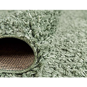 Unique Loom Davos Shag Collection Modern Luxuriously Soft & Cozy Shag Area Rug (4' 0 x 6' 0 Rectangular, Sage)
