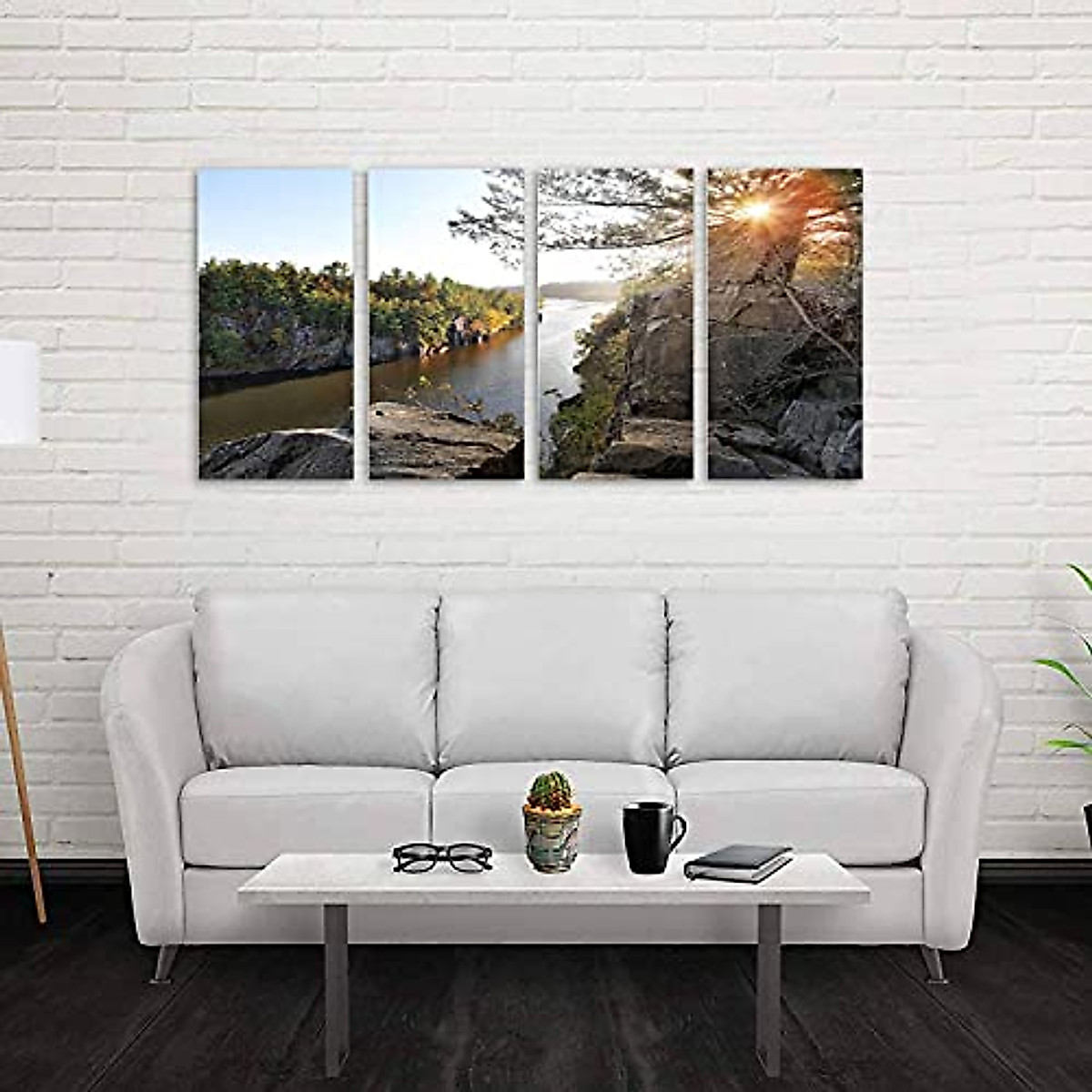 Painting On Canvas Artwork Photos Autumn Sunset On The St Croix River at Taylor's Falls Stretched and Framed Pictures Posters Pints Wall Art for Living Room Bedroom Office Décor Gift