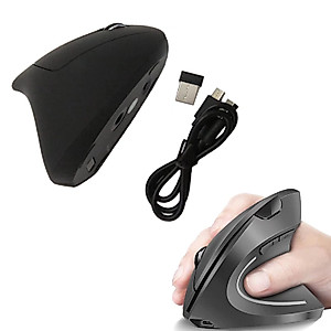 Wireless Ergonomic Mouse, for Jelly Comb, Rechargeable 2.4G Vertical Mouse Switch to 3 Devices Optical Mice with 6 Buttons 3 Adjustable 800/1200/1600 DPI Levels for Laptop, PC, MacBook, Notebook