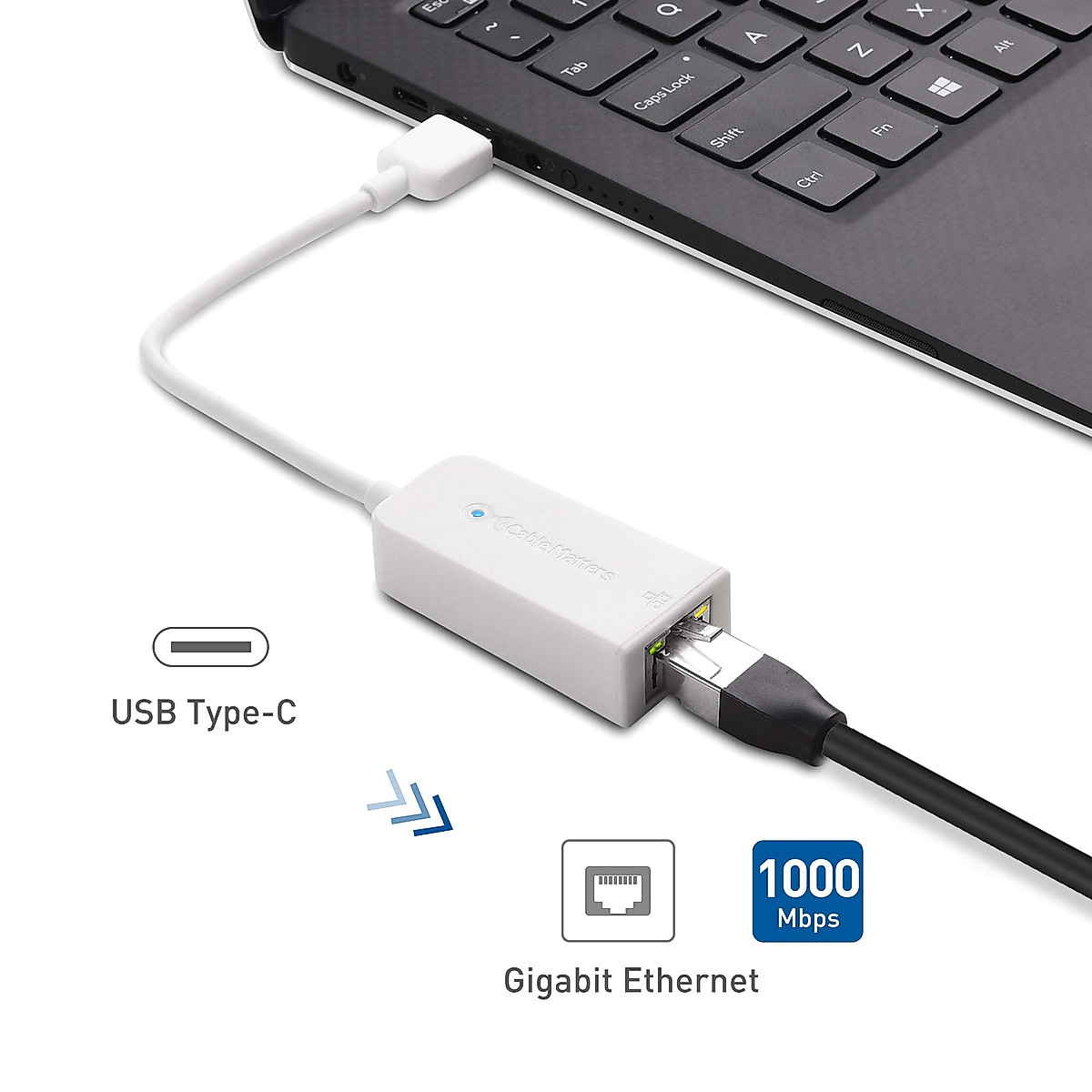 Cable Matters Plug & Play USB C to Ethernet Adapter with PXE, MAC Address Clone (Thunderbolt to Ethernet Adapter, Gigabit Ethernet to USB C) in White - Compatible with MacBook Pro, XPS, Surface Pro