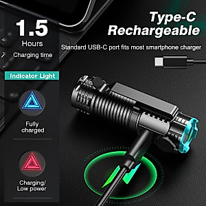 EXPLITE Mini Flashlight USB-C Rechargeable Magnetic Keychain Clip Lanyard EDC Flashlights, Pocket Flashlight High Lumens 1200, Bright Compact Small Flash Light LED Torch for Camping, Dog Walking