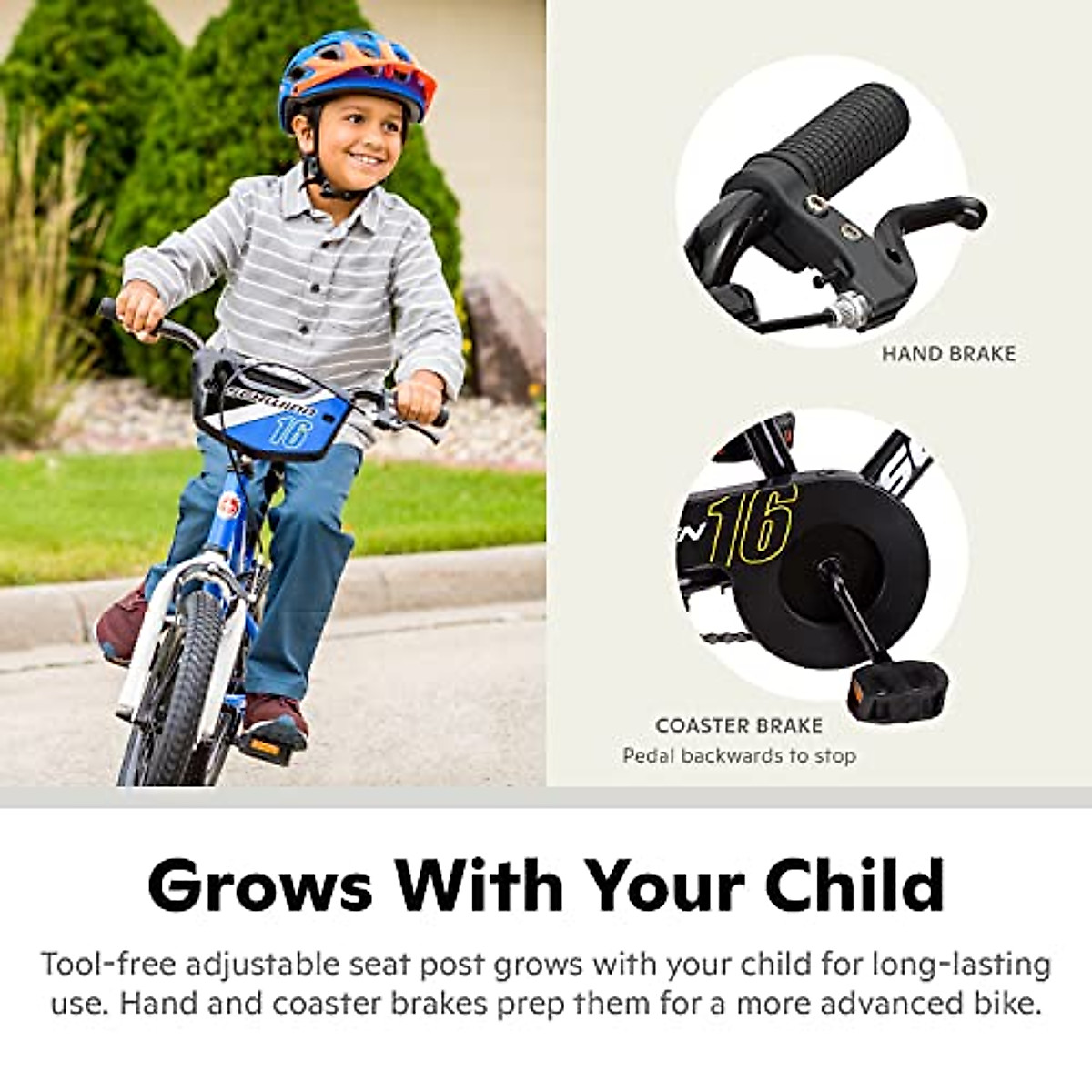 Schwinn Koen & Elm Toddler and Kids Bike, For Girls and Boys, 16-Inch Wheels, BMX Style, With Saddle Handle, Training Wheels Included, Chain Guard, and Number Plate, Black