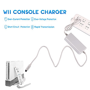 Xahpower 4 in 1 Accessories Bundle Kits for Wii, AC Power Supply Adapter + Composite Audio Video Cable + Wii to hdmi Converter and Wired Infrared Ray Sensor Bar Compatible with Nintendo Wii