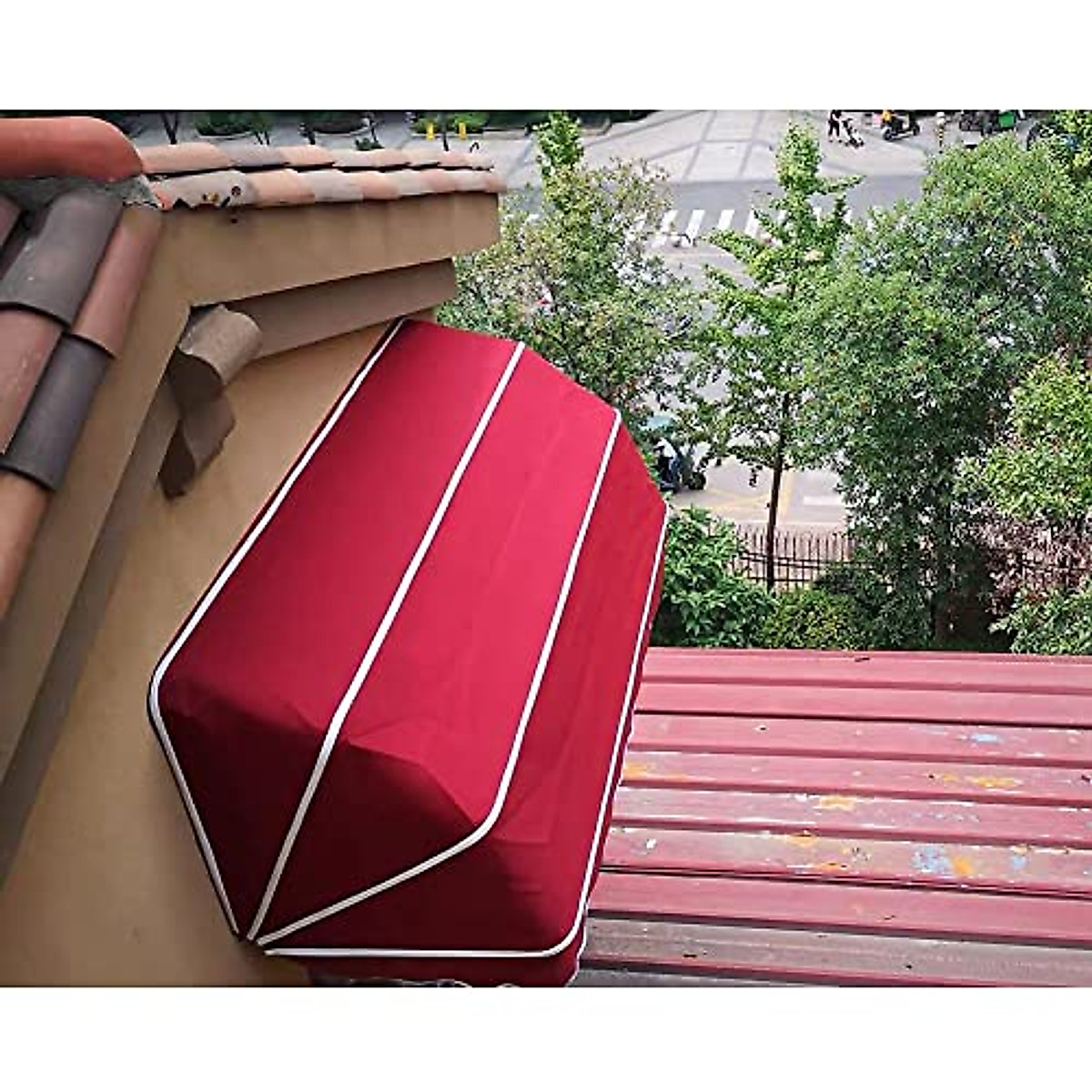 Door Canopy/Entry Awning/Window Awning with Sun Brella Canvas, Foldable Galvanized Bracket, Fully Assembled (Color : Red, Size : 80x60x60cm)