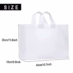 Plastic Bags with Handles Bulk, 100 Pcs Frosted Clear Bags with Handles Soft for Shopping Bags, Gift Bags, Take Out Bags, High-Density Big Size 15.7" x 11.8" x 5.9"