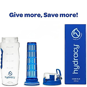 Hydracy Fruit Infuser Water Bottle - 32 oz Sports Bottle - Time Marker & Full Length Infusion Rod + 27 Fruit Infused Water Recipes eBook Gift - Azure Blue