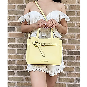 Michael Kors Emilia Small Satchel Crossbody Buttercup Yellow Pebbled Leather