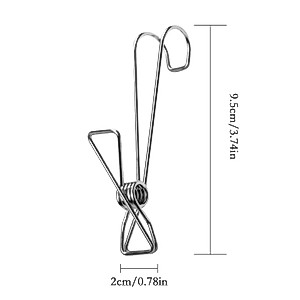 10 Pcs 304 Stainless Steel Clips All Metal Long Tail Clip Strong Grip for Holding Clothes Photos Snack Bag and Sundries in Bathroom Kitchen Office